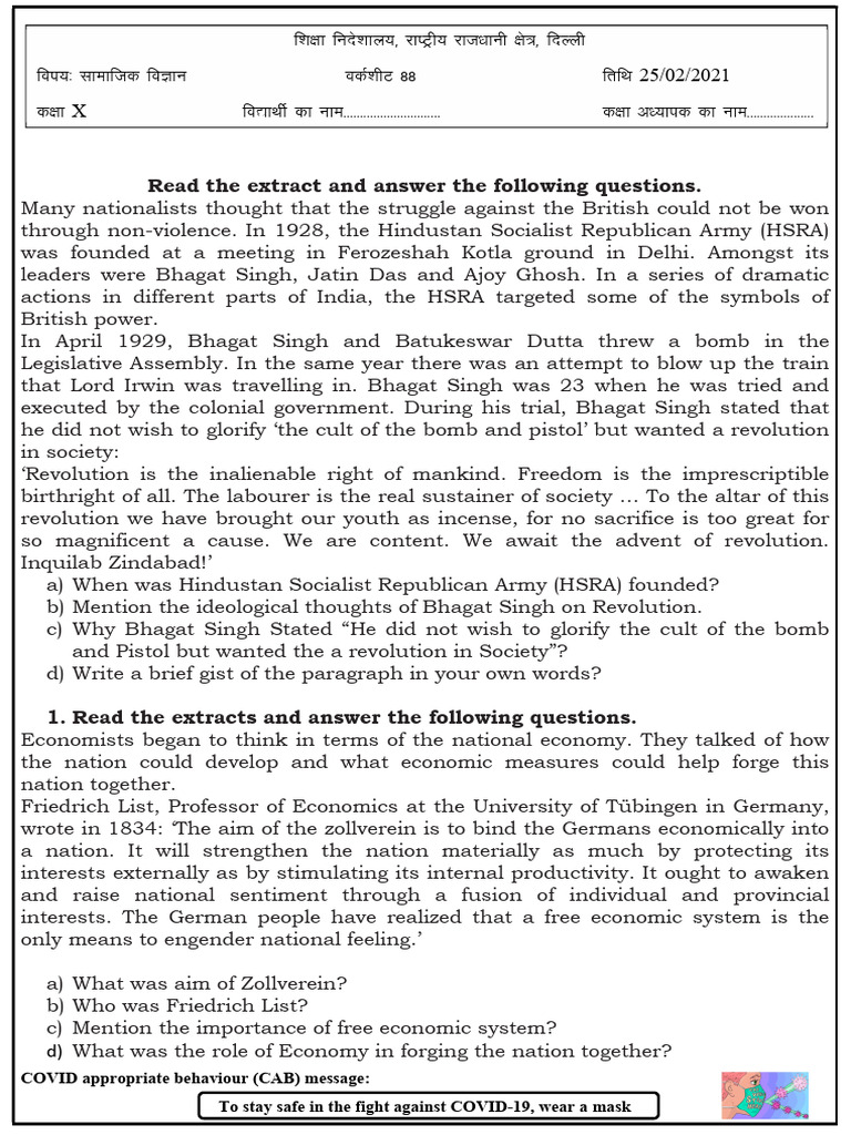 The Rise of Nationalism in Europe - Worksheet88E | PDF | Economies ...