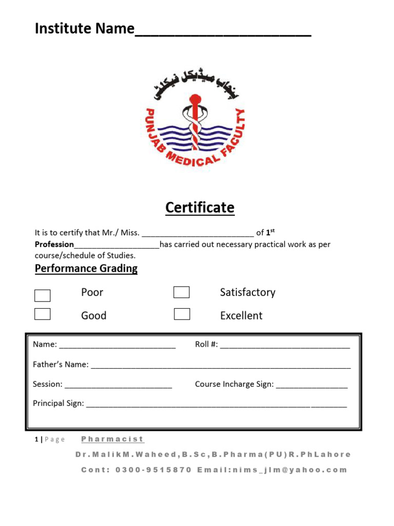 practicals Certificate | PDF