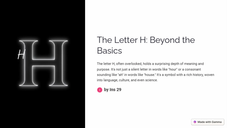 The Letter H Beyond The Basics | PDF