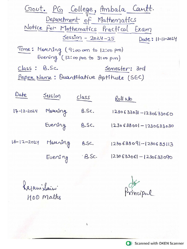 Maths Department Practicals | PDF