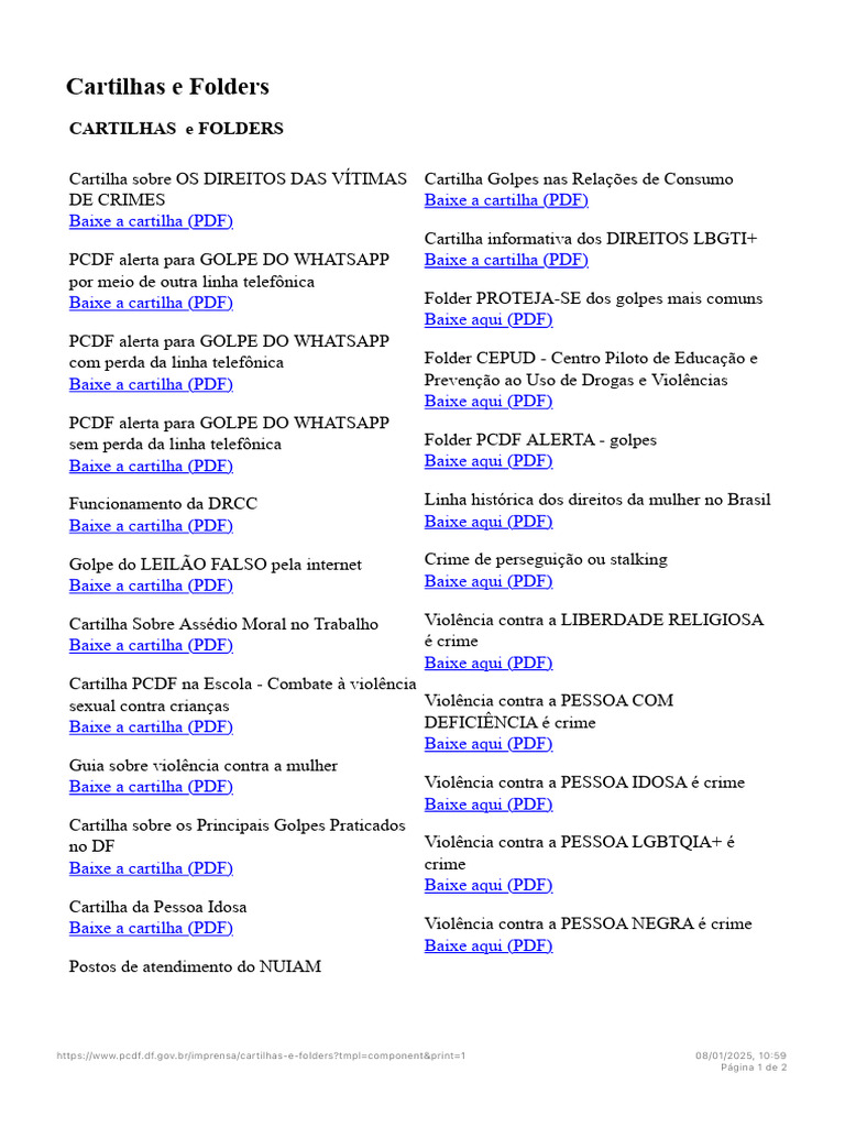 Cartilhas e Folders - PCDF | PDF | Violência | Psicologia Social
