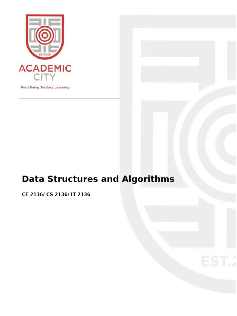 COURSE HANDBOOK 2021 2022 Data Structures With C CECSIT 28x2021 | PDF ...