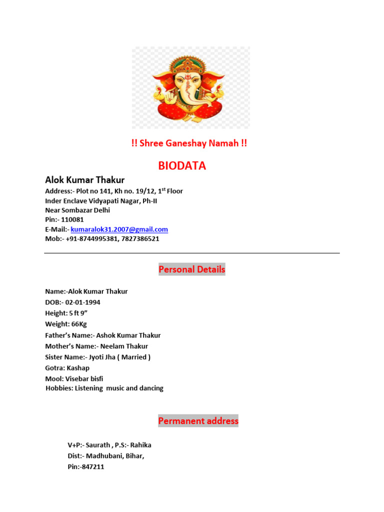 Alok KR Bio-Data | PDF