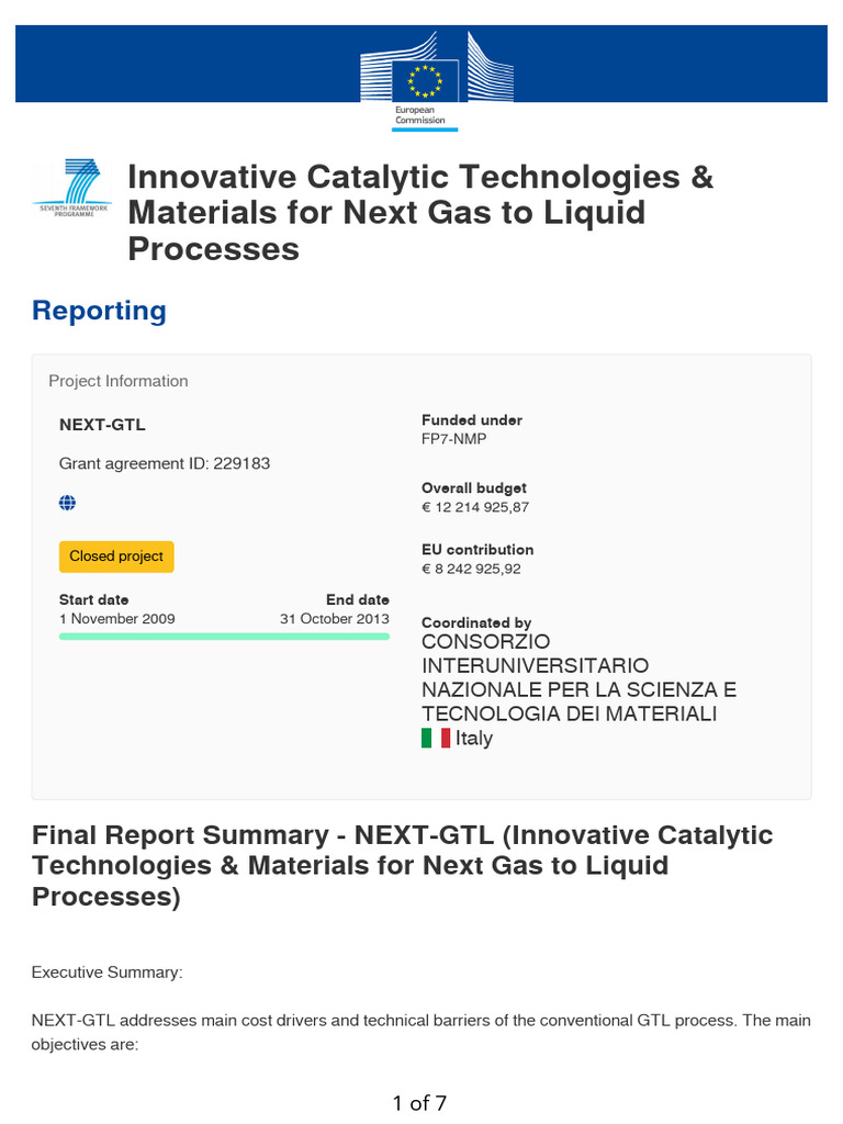 Innovative EU GTL Processes | PDF | Gas To Liquids | Catalysis