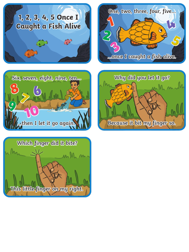 RHYMES 1 2 3 4 5 Once I Caught A Fish Alive Story Sequencing 4 Per A4 ...