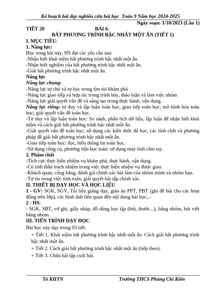 KH BD NCBH Toán 9 | PDF