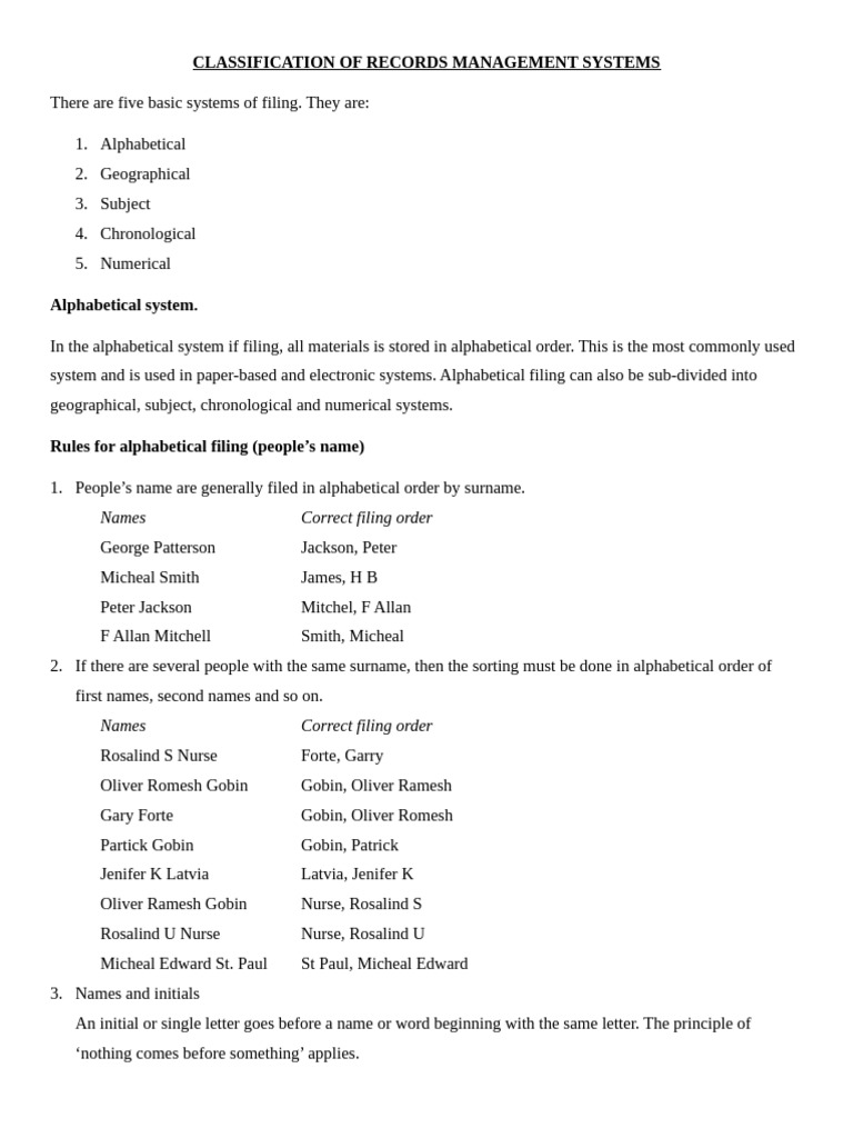 Alphabetical Filing Rules Explained | PDF | Graphemes | Notation