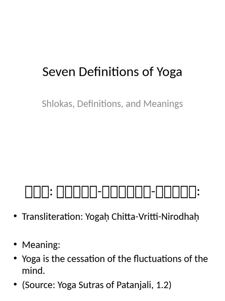 Seven Key Definitions of Yoga | PDF