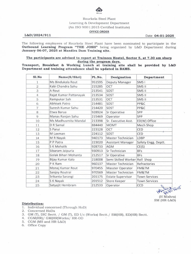 Office Order - OBL 06-07 January, 2025 | PDF
