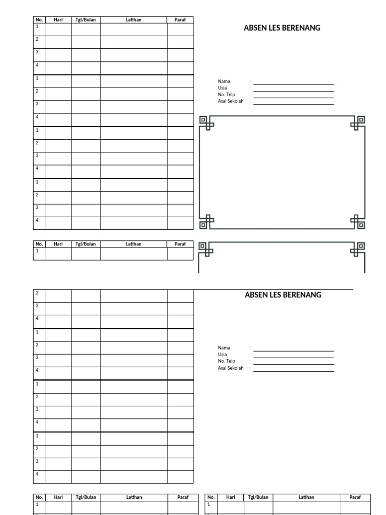 Absen Les Renang | PDF