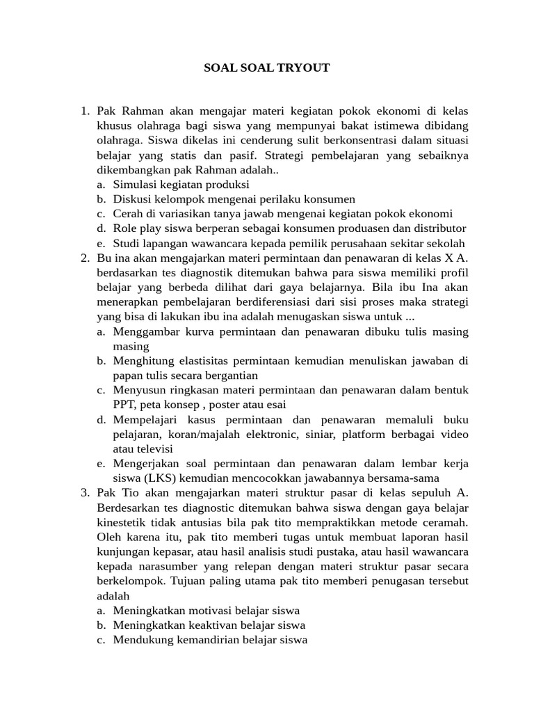 Soal Soal Tryout | PDF