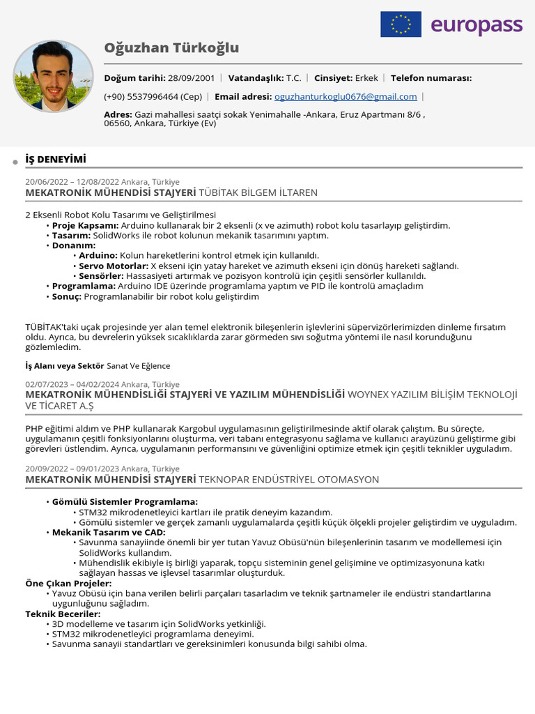Oguz Han Turko Glu CV | PDF