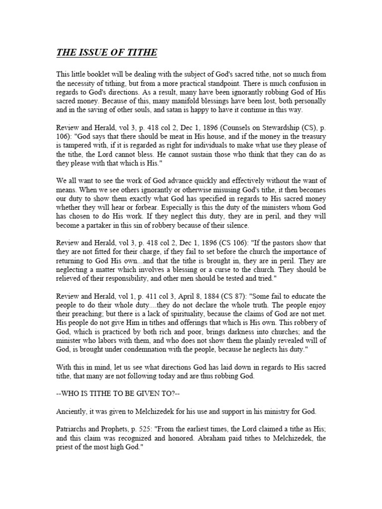 The Issue of Tithe | PDF | Tithe | Jesus