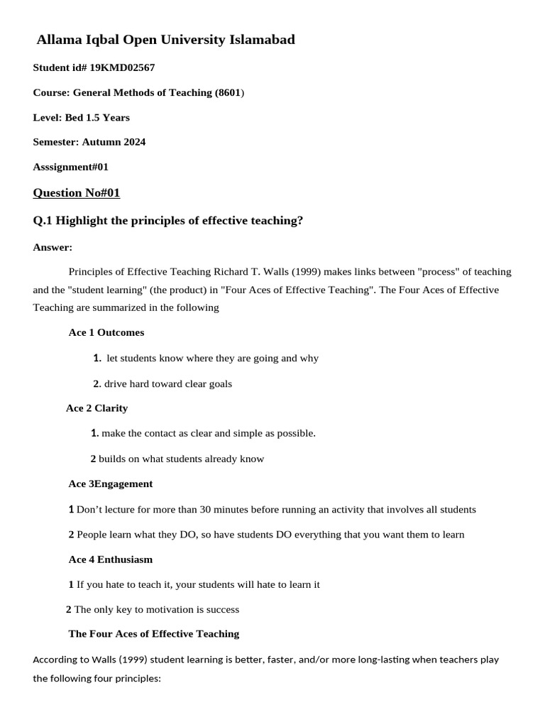 Principles of Effective Teaching Explained | PDF | Motivational ...