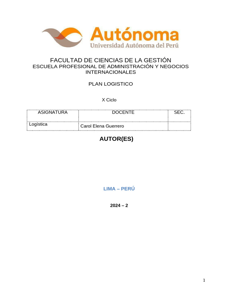Plan Logístico para Empresa 2024 | PDF