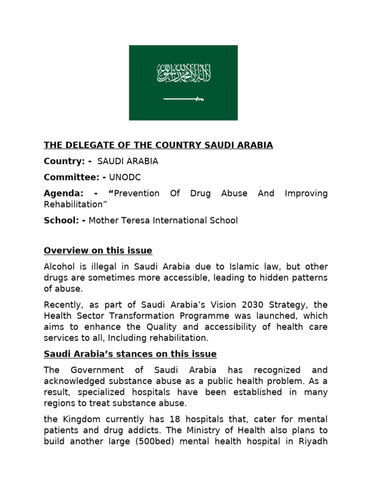 Position Paper Saudi Arabia?? (Unodc) | PDF | Saudi Arabia | Substance ...