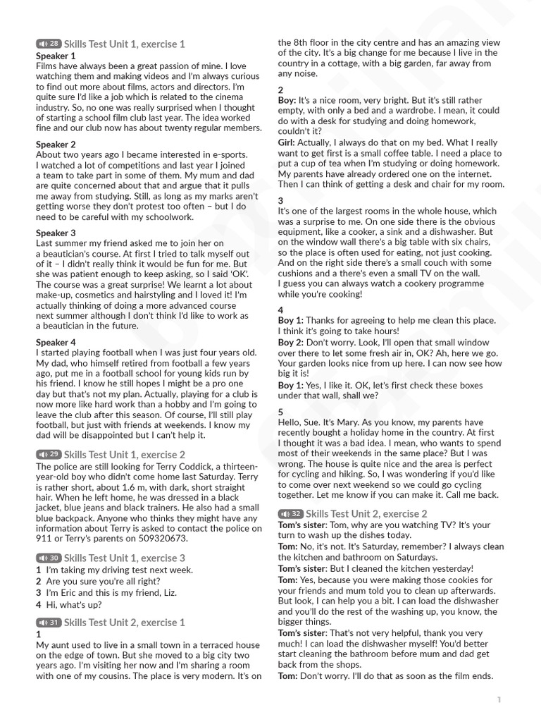 Repetytorium 8klasisty cz1 Tapescript | PDF