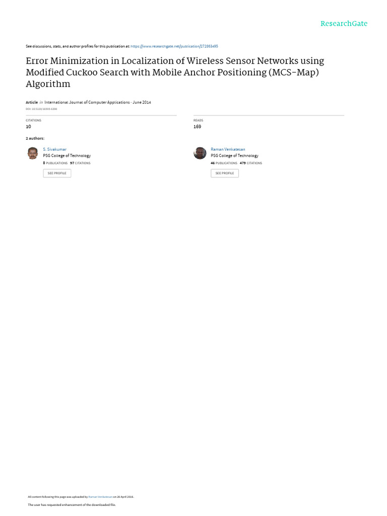 Error Minimization in Localization of Wireless Sen | PDF | Wireless Sensor Network