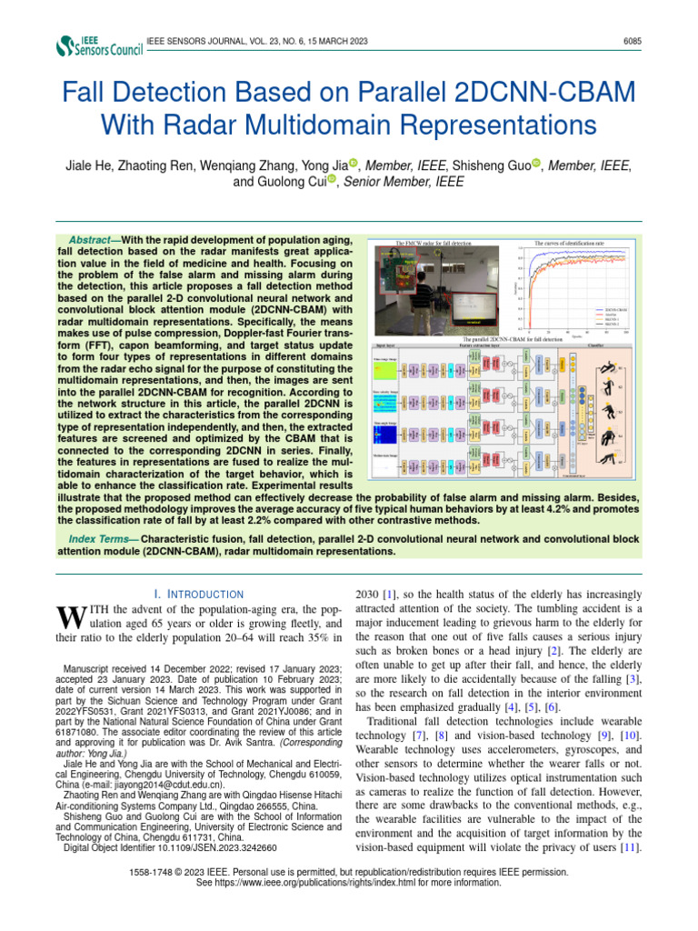 Fall Detection Based On Parallel 2DCNN-CBAM With Radar Multidomain Representations | PDF | Radar ...