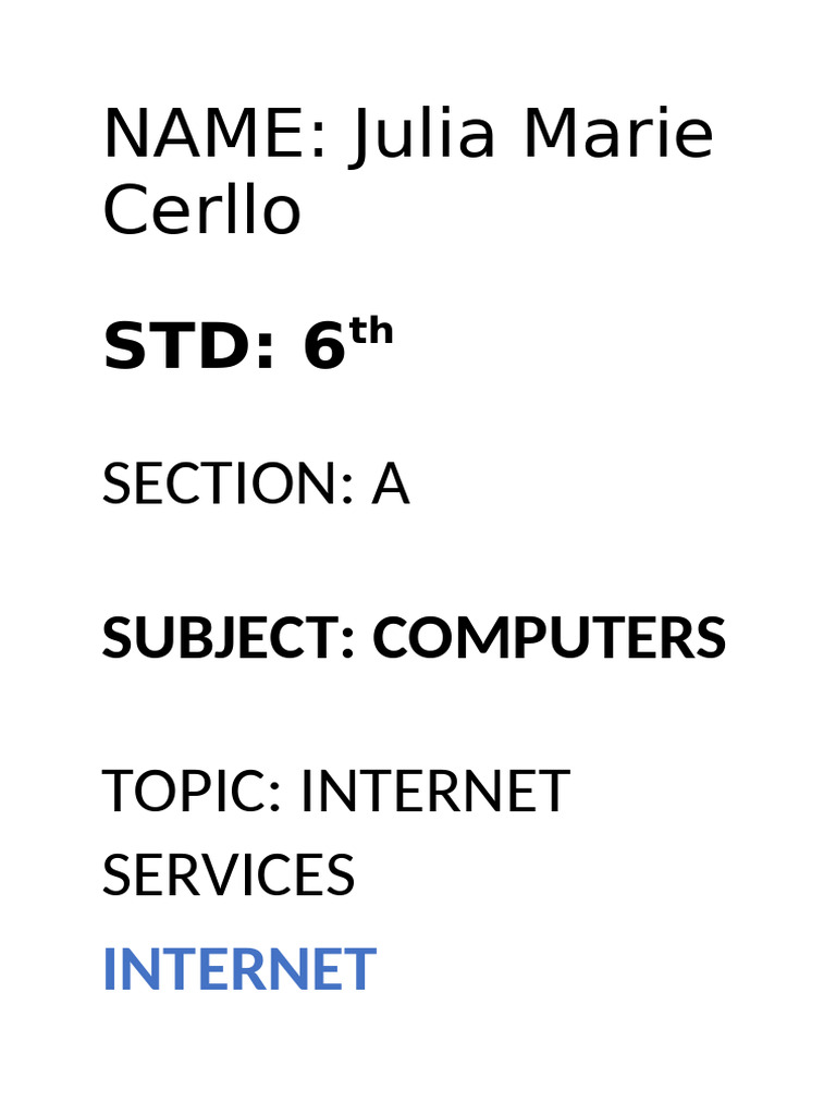Computer Project STD 6 | PDF