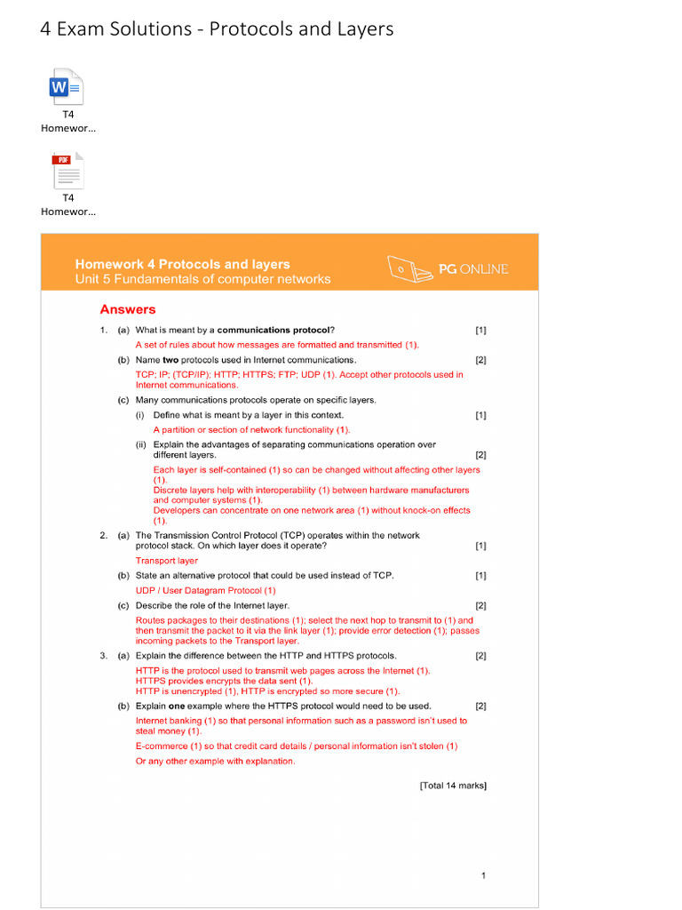 4 Exam Solutions - Protocols and Layers | PDF