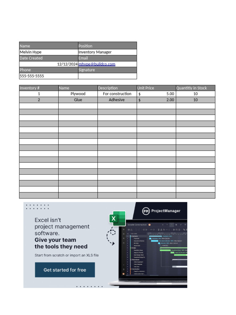 Free Inventory Template For Excel ProjectManager WLNK | PDF