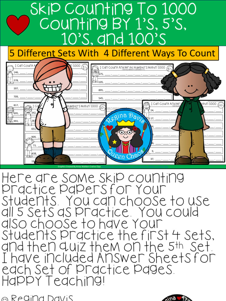 Counting by 1's, 5's, 10's, and 100's: 5 Different Sets With 4 ...