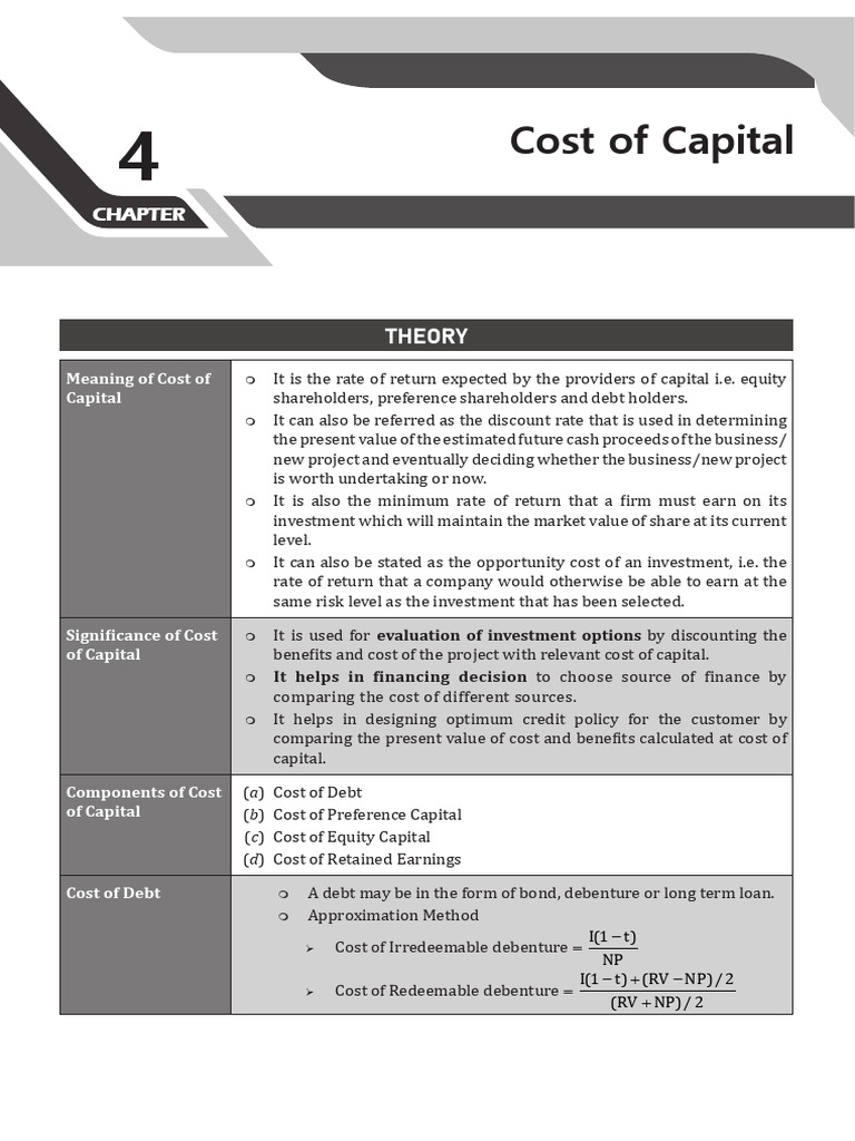 1. Cost of Capital | PDF | Net Present Value | Cost Of Capital