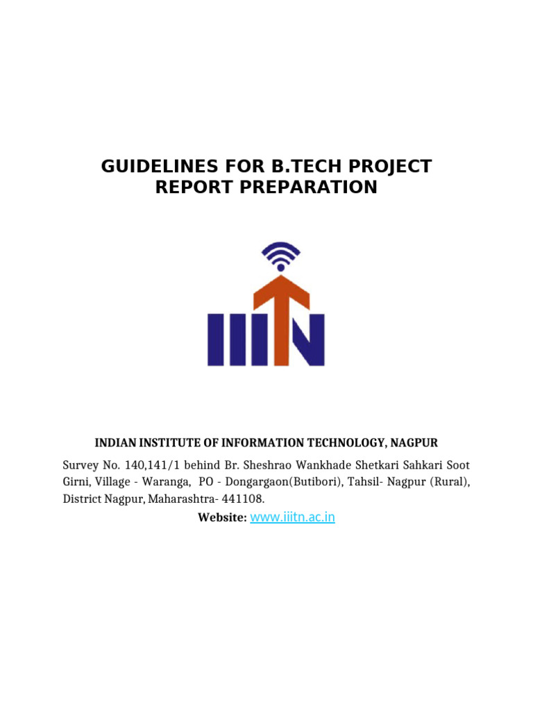 GUIDELINES FOR B.TECH PROJECT REPORT_IIITN (2) (1) | PDF | Thesis ...