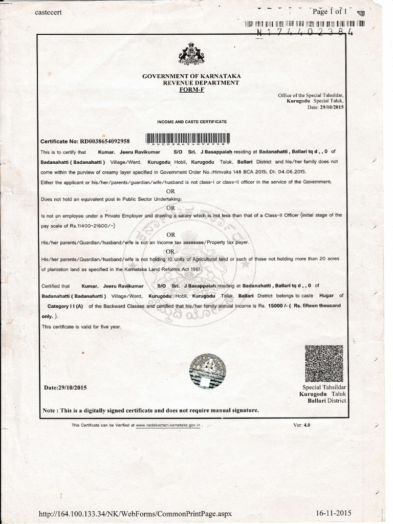 Caste Certificate in English | PDF | Taxes | Government Finances