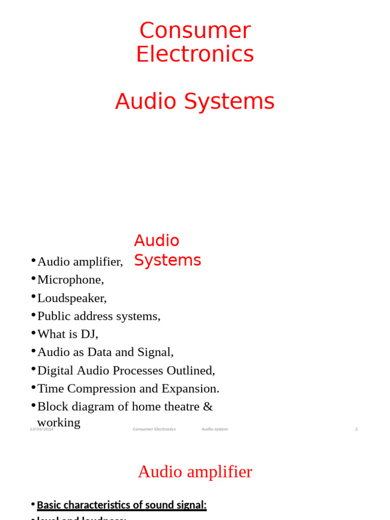 Audio system | PDF | Digital Audio | Loudspeaker