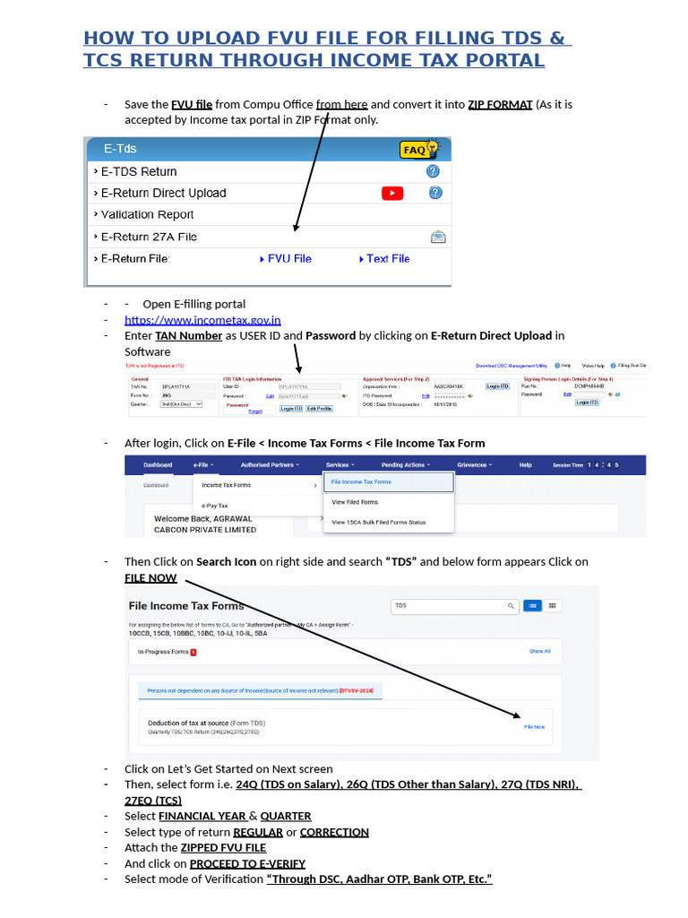 Upload FVU File On Income Tax Portal | PDF