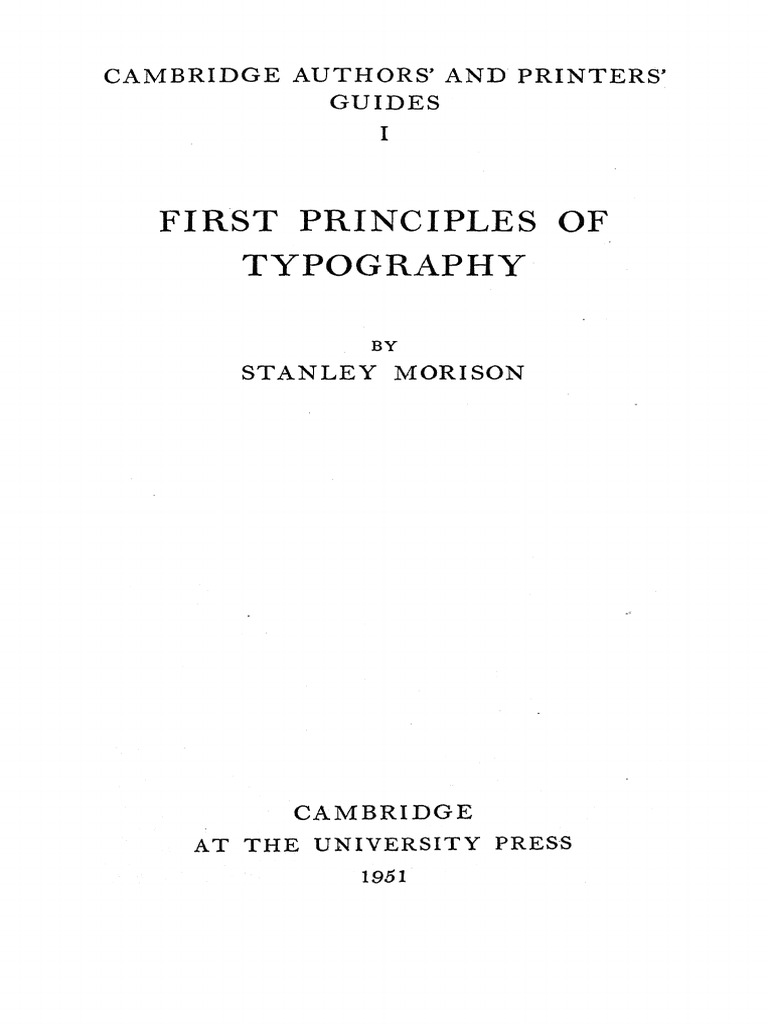 First Principles of Typography by Stanley Morison | PDF