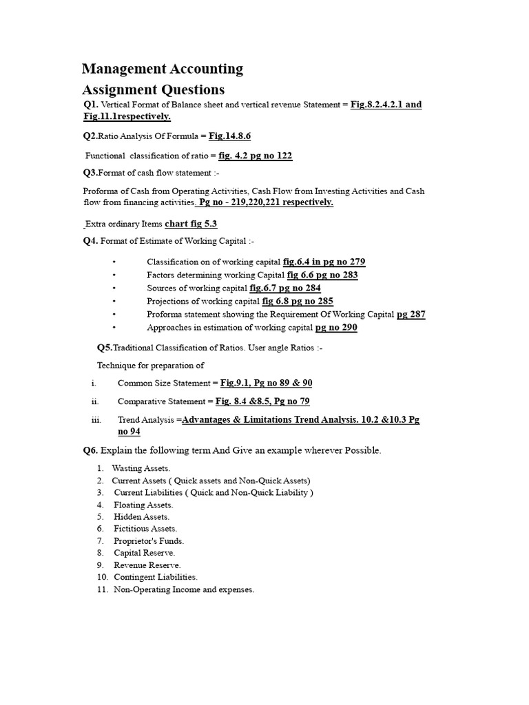 Management Accounting Assignment-1 SYBAF | PDF