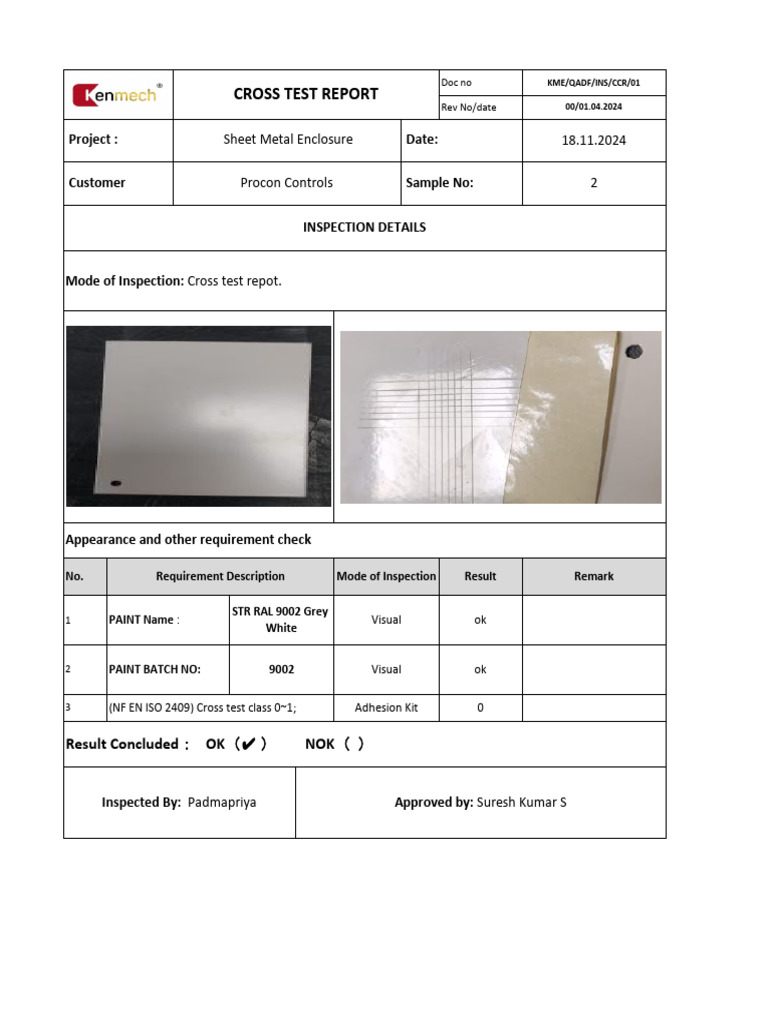 Cross Test Certificate | PDF