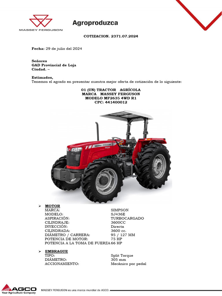 PROFORMA GAD LOJA FINALL-signed-1 | PDF | Embrague | Inyección de combustible
