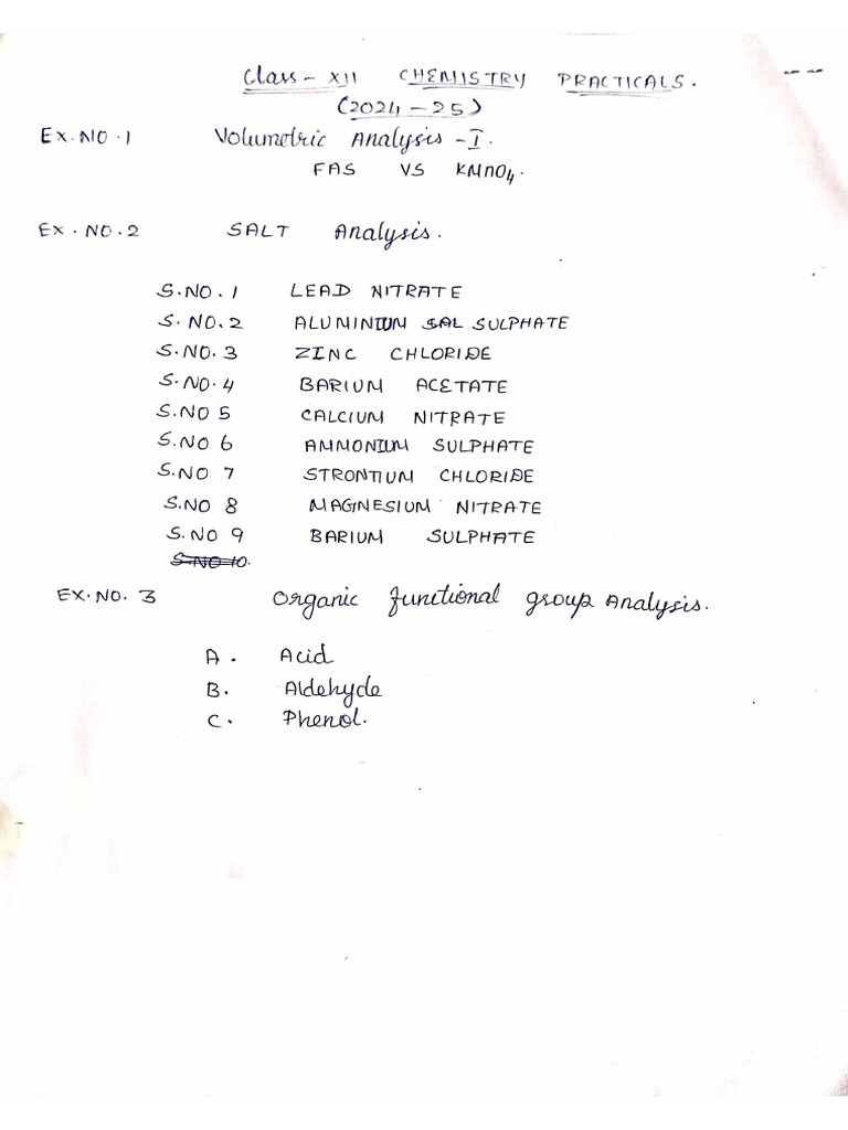 Chemistry Experiment List For Students | PDF