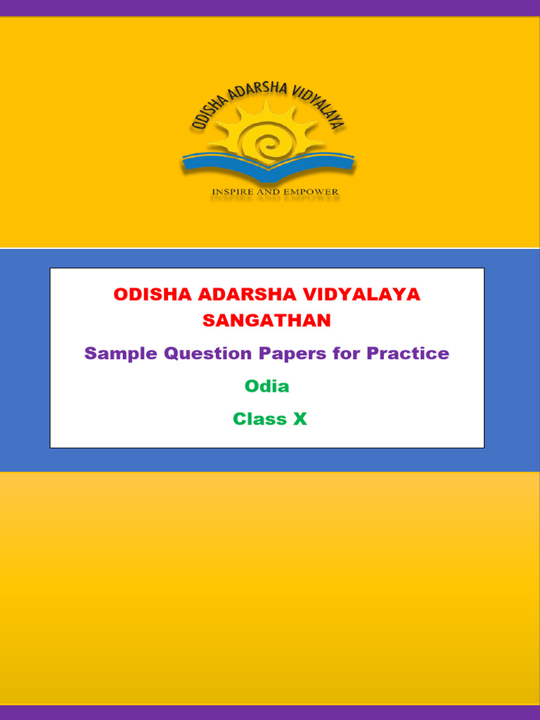 X Odia Sample Question Paper - Final | PDF