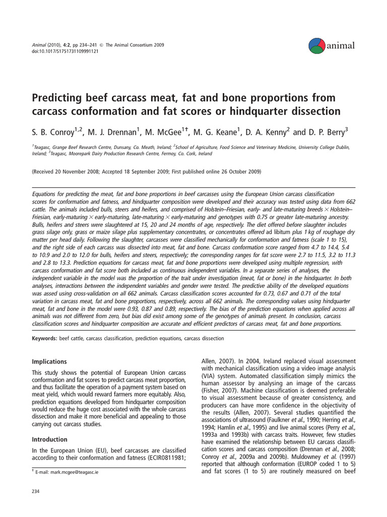 Beef Carcass Composition | PDF | Errors And Residuals | Linear Regression