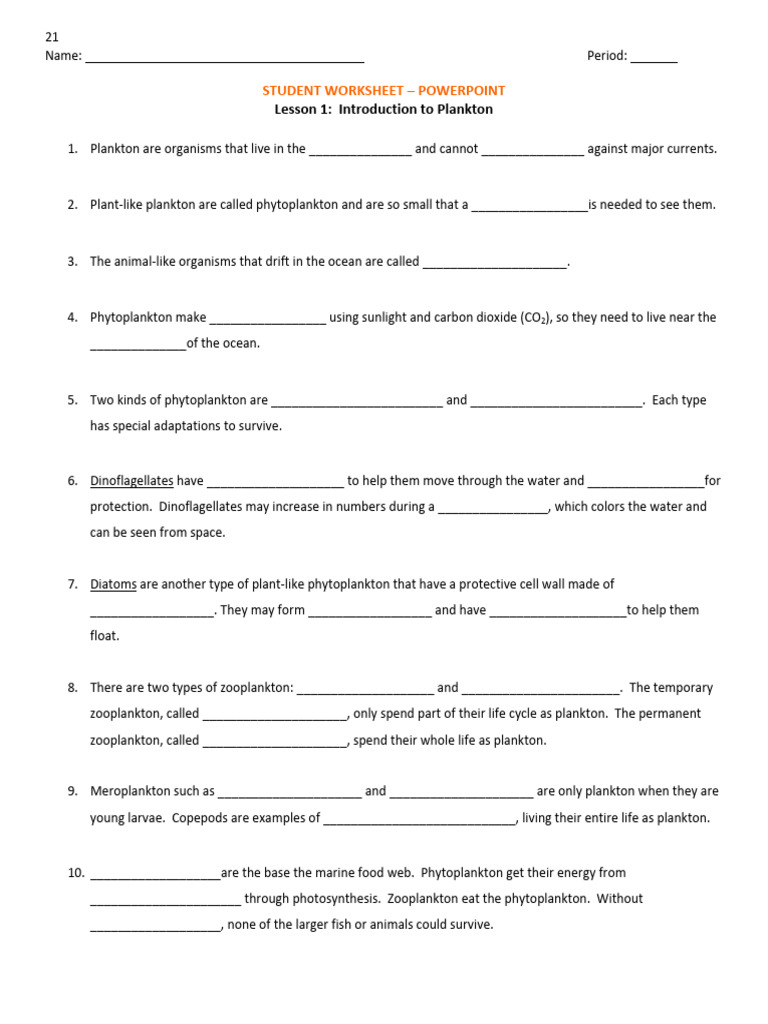 Plankton Student | PDF | Plankton | Phytoplankton