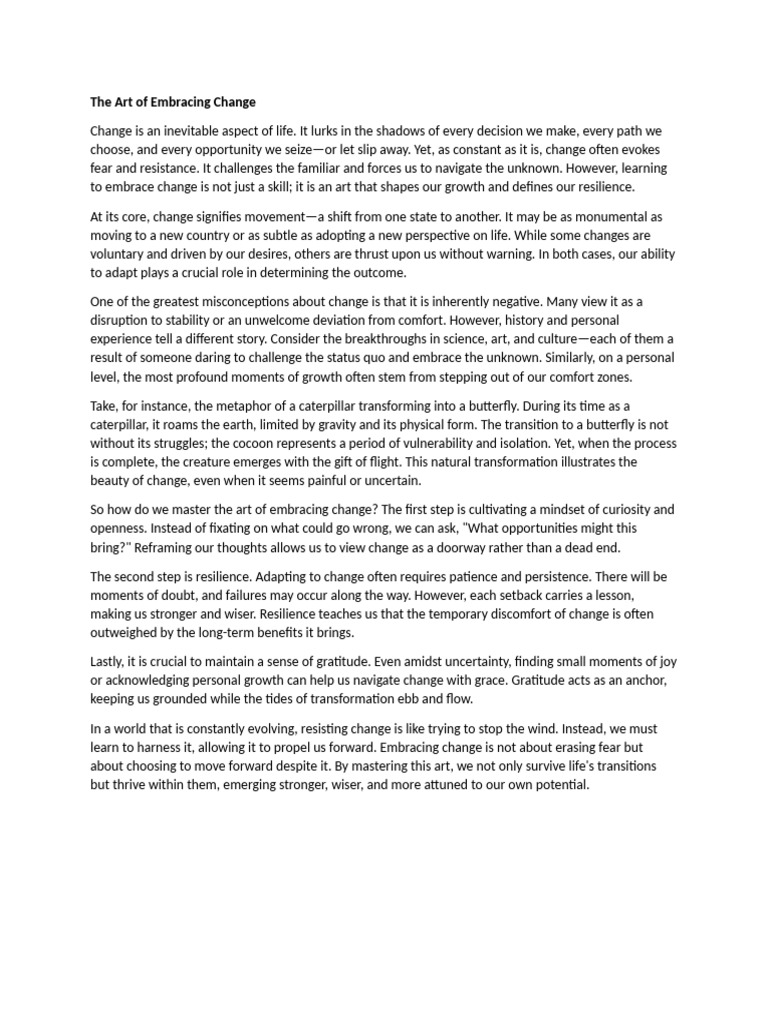 Art of Embracing Change | PDF | Social Psychology | Psychology Art of Embracing Change | PDF | Social Psychology | Psychology