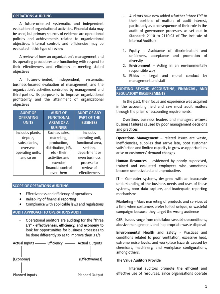 OPERATIONS AUDITING Chapter 2 | PDF | Audit | Internal Audit
