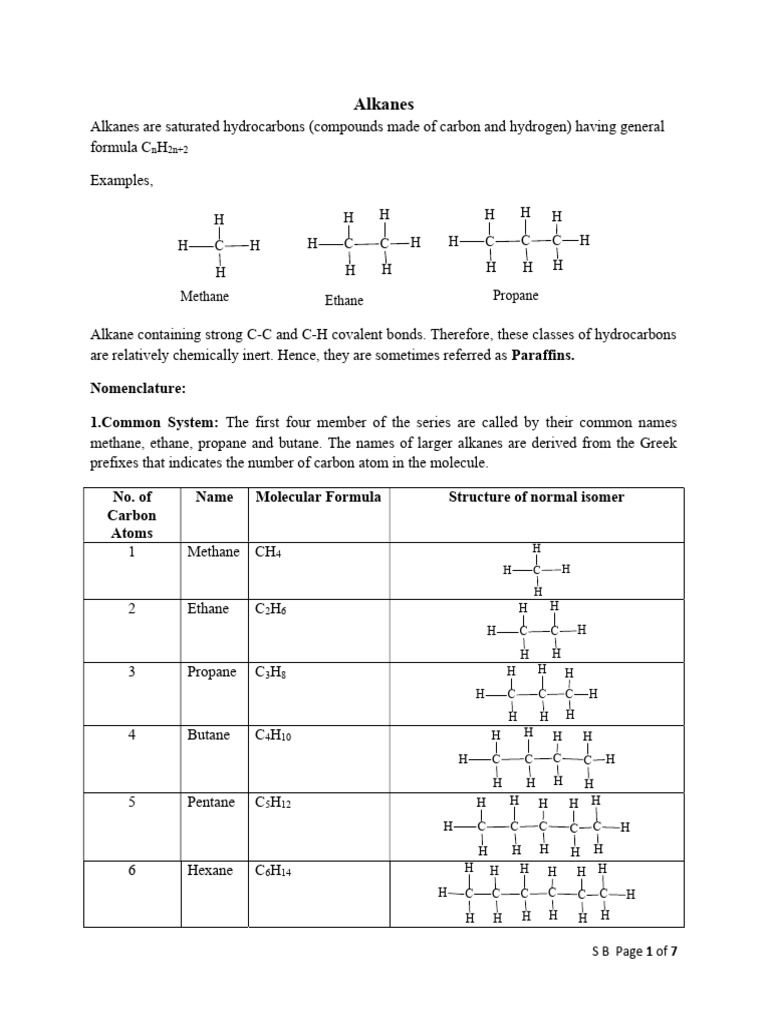 Alkane notes | PDF | Alkane | Ether