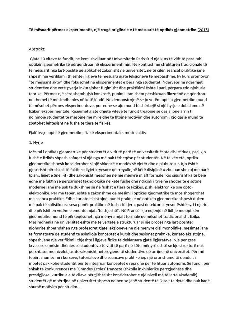 Diploma 1 Të Mësuarit Përmes Eksperimentit | PDF