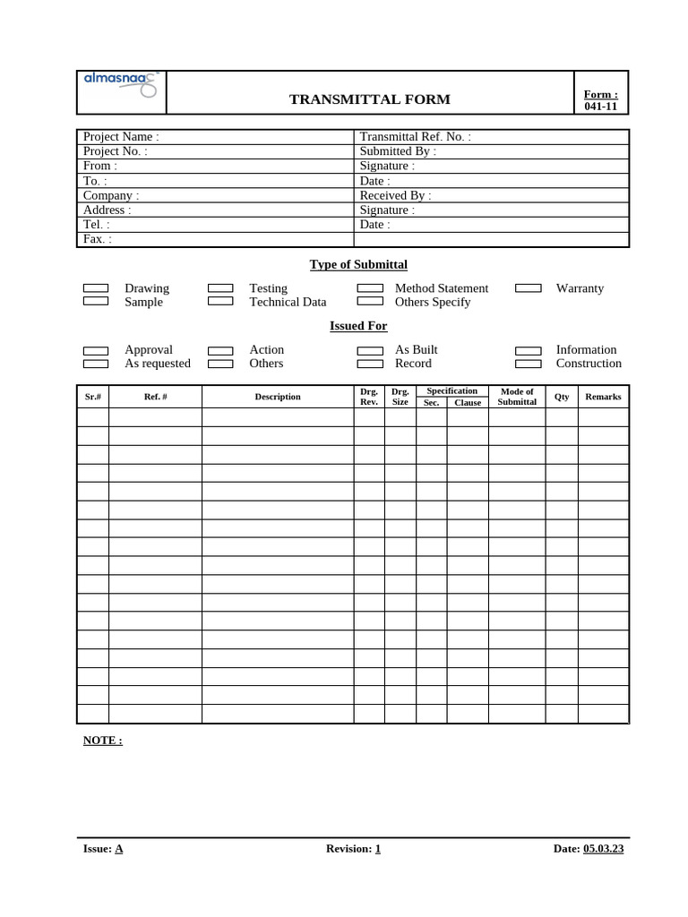 Transmittal Form | PDF