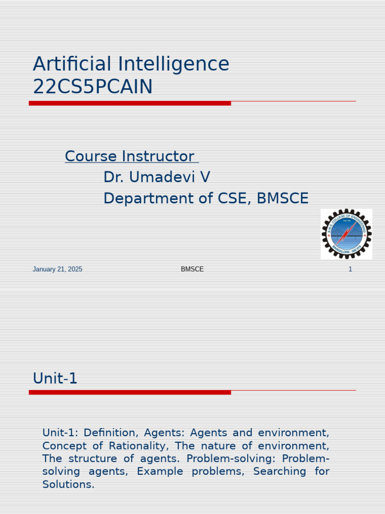 Unit1 AI Agents ProblemSolving 2 10 2024 10 - 30pm | PDF | Artificial Intelligence ...