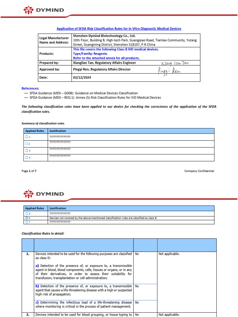 SFDA IVD Risk Classification Overview | PDF | Infection | Medical Diagnosis