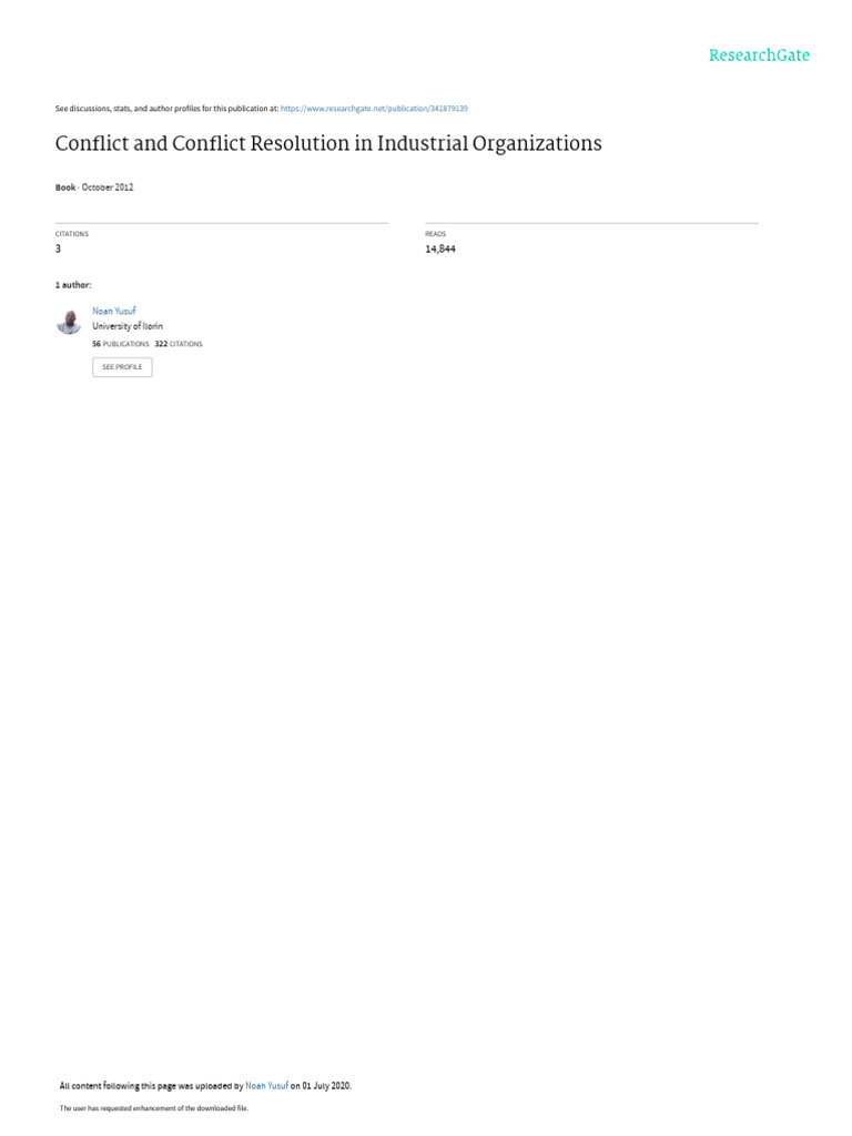 Con Ict and Con Ict Resolution in Industrial Organizations: October ...