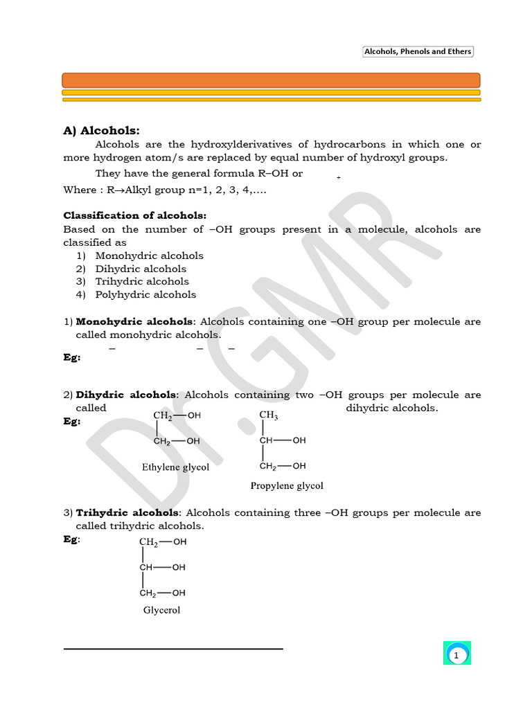 9 Alcohols Phenols and Ethers-converted | PDF | Ether | Ester