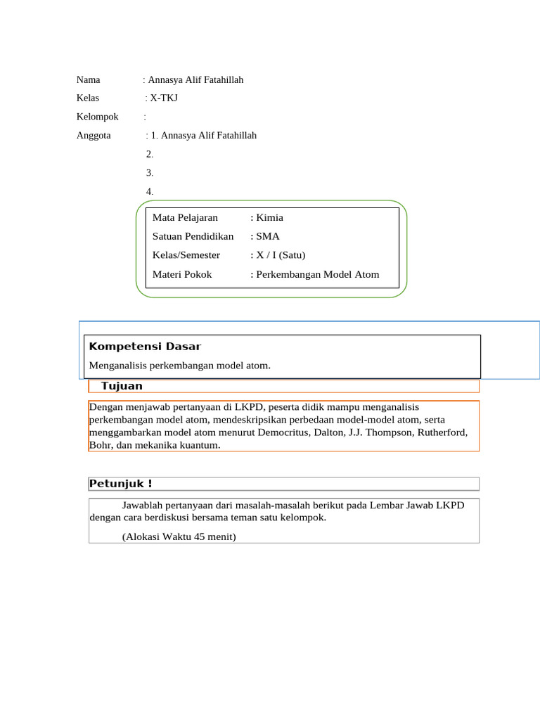 Lks Model Atom | PDF